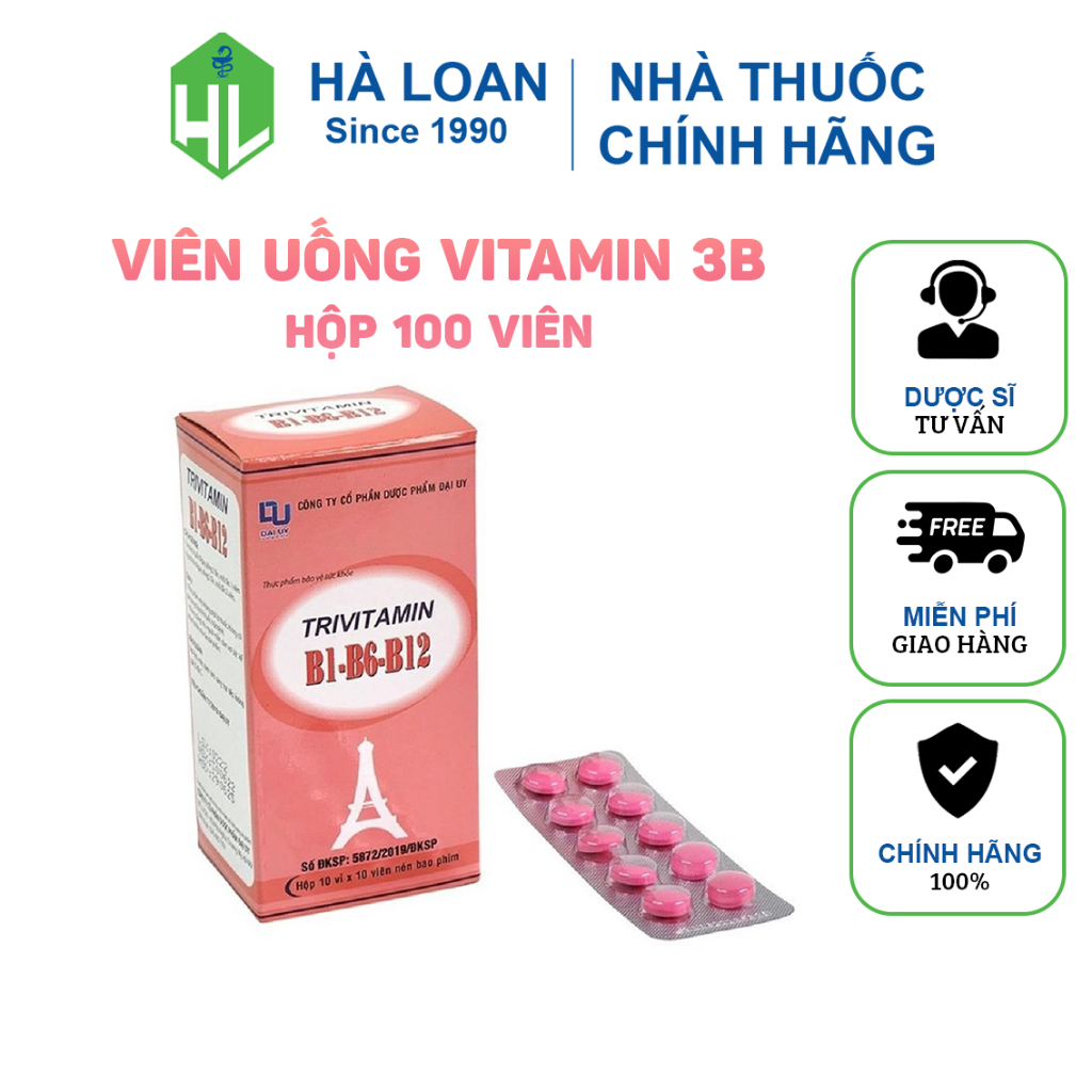 Vitamin 3B B1-B6-B12 - Giúp bổ sung vitamin nhóm B (Hộp 10 vỉ x 10 viên nén) | Shopee Việt Nam