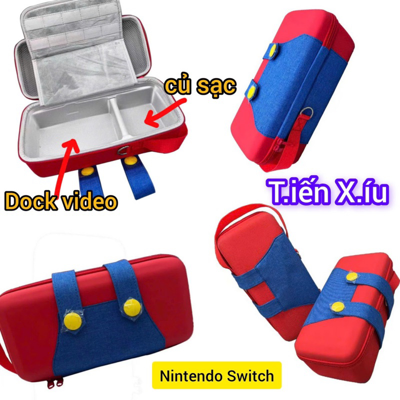 Vali Nintendo Switch bao đựng full đồ mario pika black..bao đựng túi ...