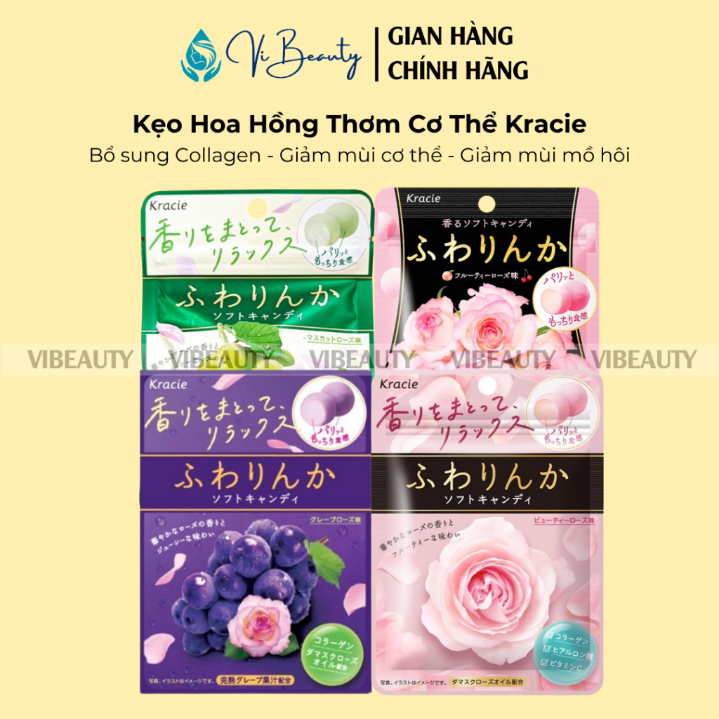 [Mua 5 tặng 1] Kẹo Hoa Hồng Collagen Kracie Thơm Cơ Thể Nhật Bản Gói 10 viên 32g | Shopee Việt Nam