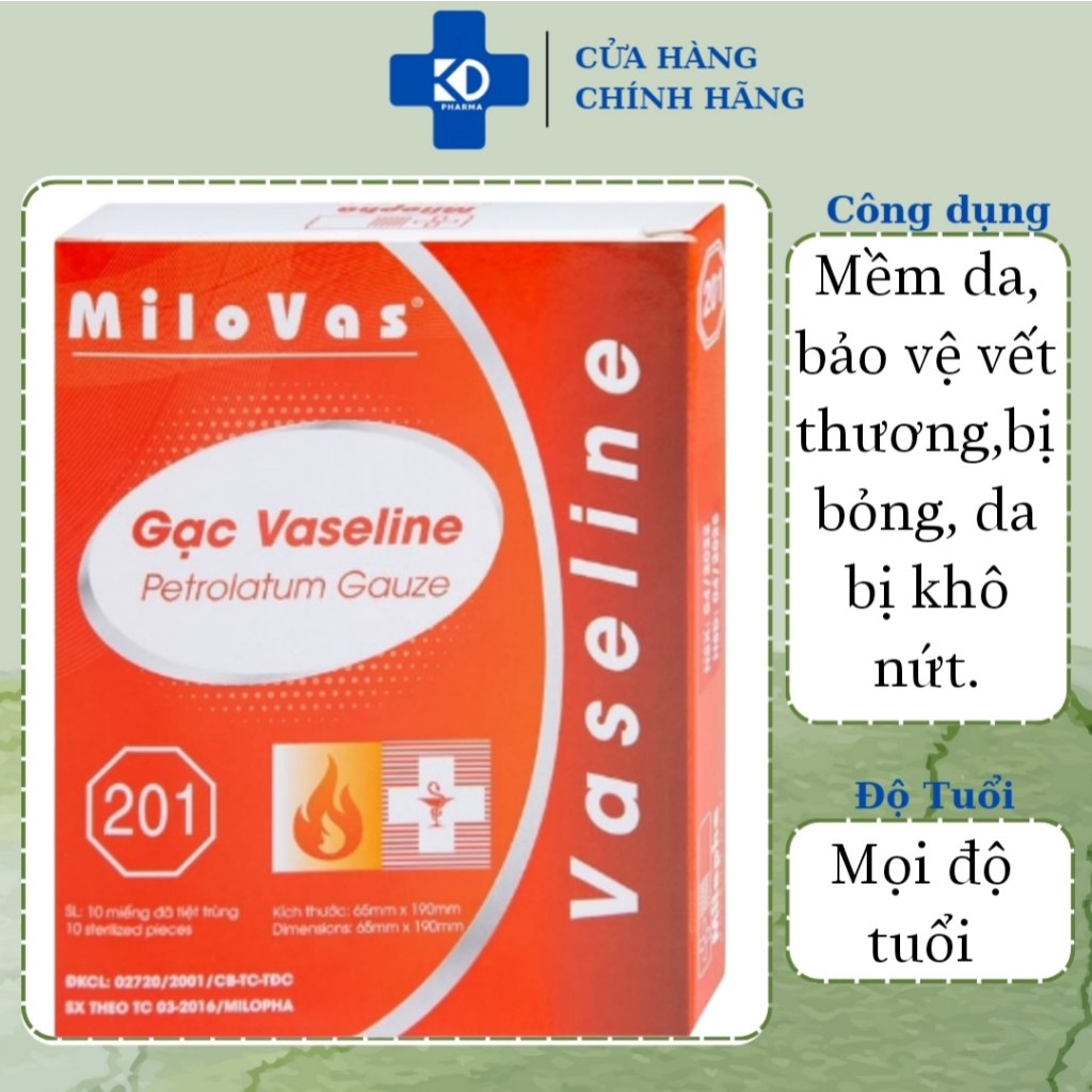 Gạc tiệt trùng Vaseline đắp vào vết thương bỏng, da bị khô nứt (1 miếng ...