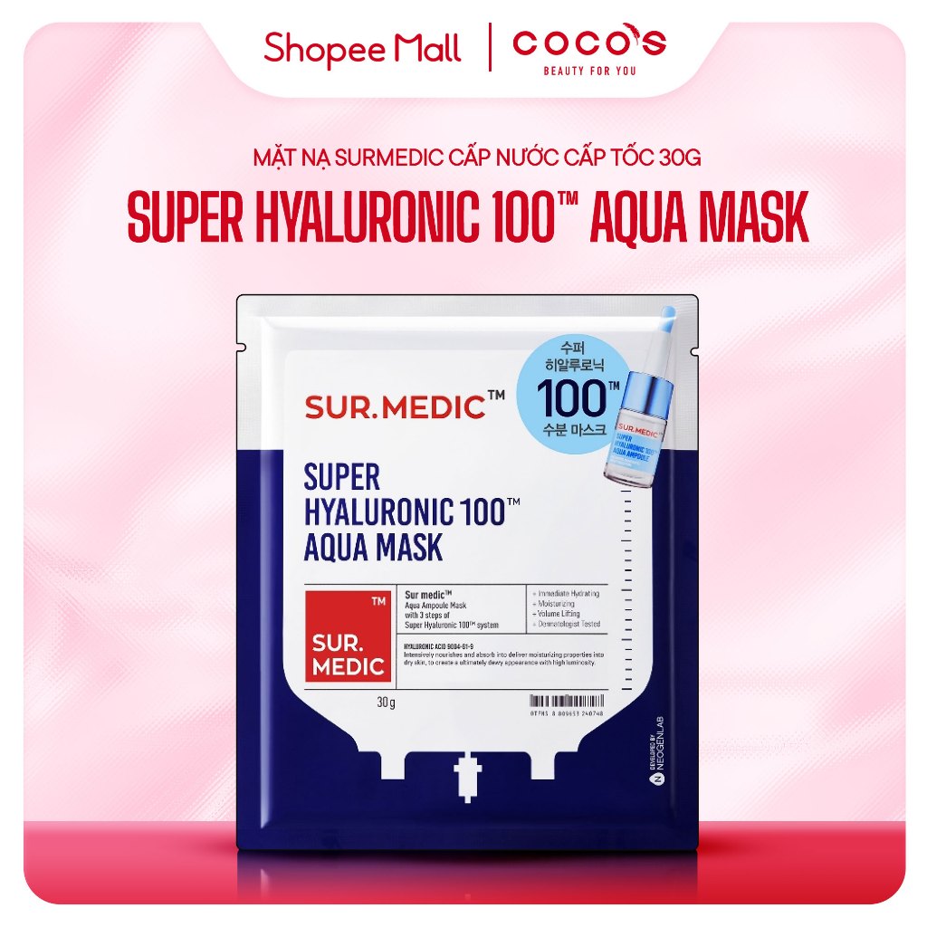 Mặt Nạ Cấp Nước Cấp Tốc SURMEDIC Mask 30g - SUPER HYALURONIC 100TM AQUA ...