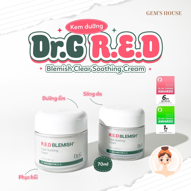 Kem dưỡng DrG Dr.G Red Blemish Clear Soothing Cream 70ml 30ml cho da ...