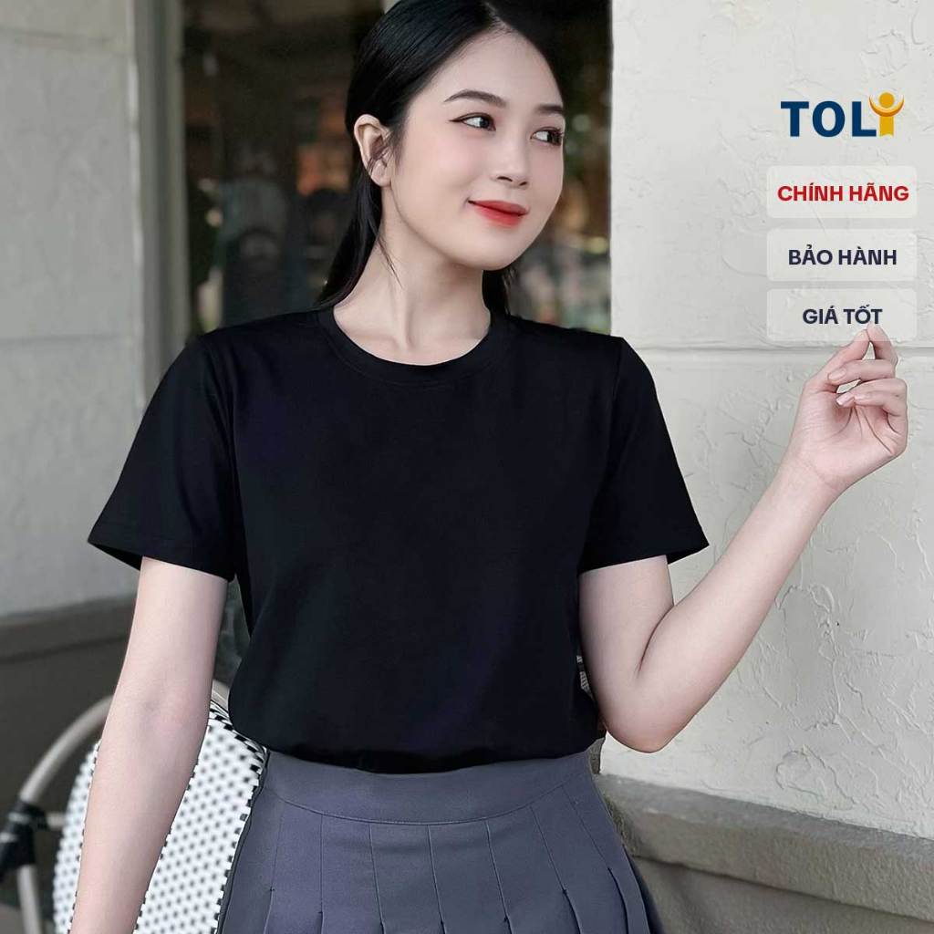 Áo thun trơn nữ cổ tròn TOLI 16 màu Form vừa dáng suông, vải cotton 4 ...