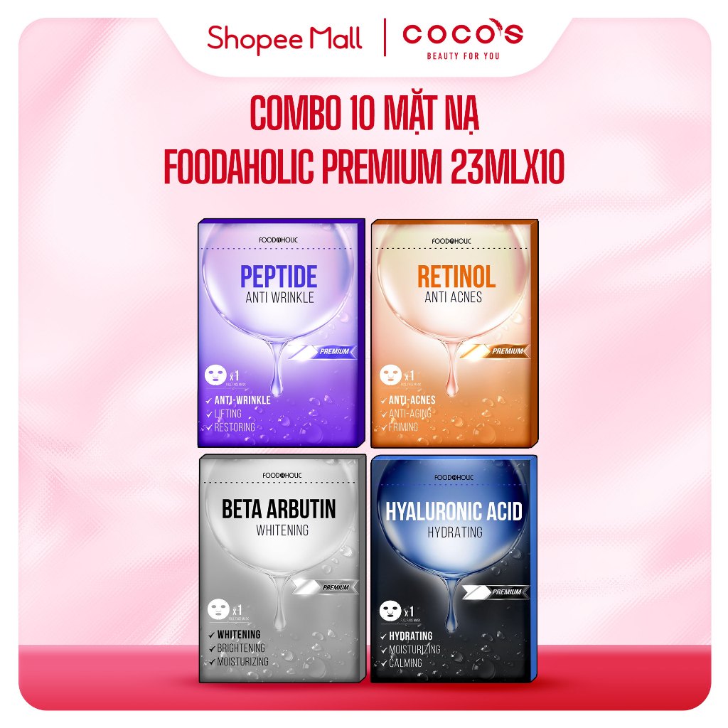 Combo 10 Mặt Nạ Foodaholic Premium Chăm Sóc Da Chuyên Sâu (23ml x 10 ...