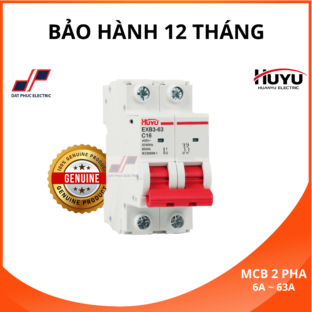 Áp Tô Mát MCB HUYU AC EXB3-63 2P C6A-C63A | Shopee Việt Nam