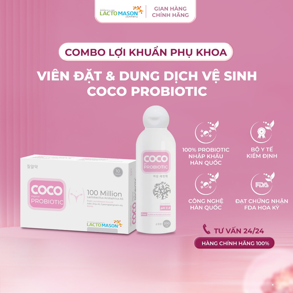 L06 Viên Đặt Lợi Khuẩn Phụ Khoa & Dung dịch vệ sinh lợi khuẩn COCO ...