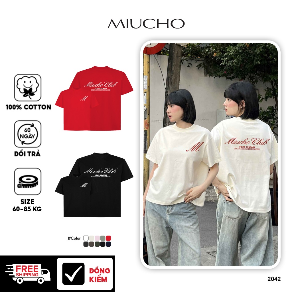 Áo thun boxy local brand 2042 Miucho vải cotton 2c thoáng mát cổ tròn ...