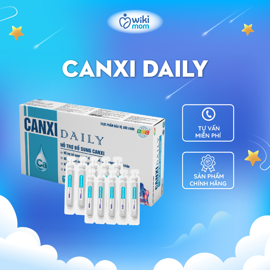 Canxi Daily 8 vỉ x 5 ống hỗ trợ bổ sung canxi cho cơ thể, giúp xương chắc khoẻ, trẻ em bị khó ...