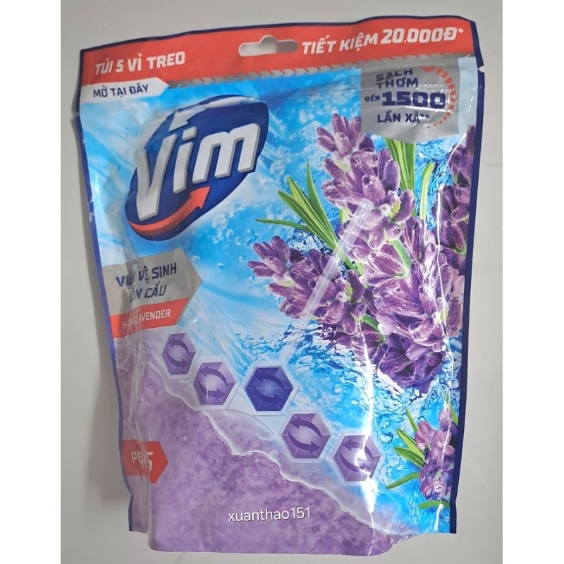 (HỎA TỐC, HCM) Túi 5 Viên Treo Bồn Cầu VIM POWER 5 Hương Lavender/Trà ...
