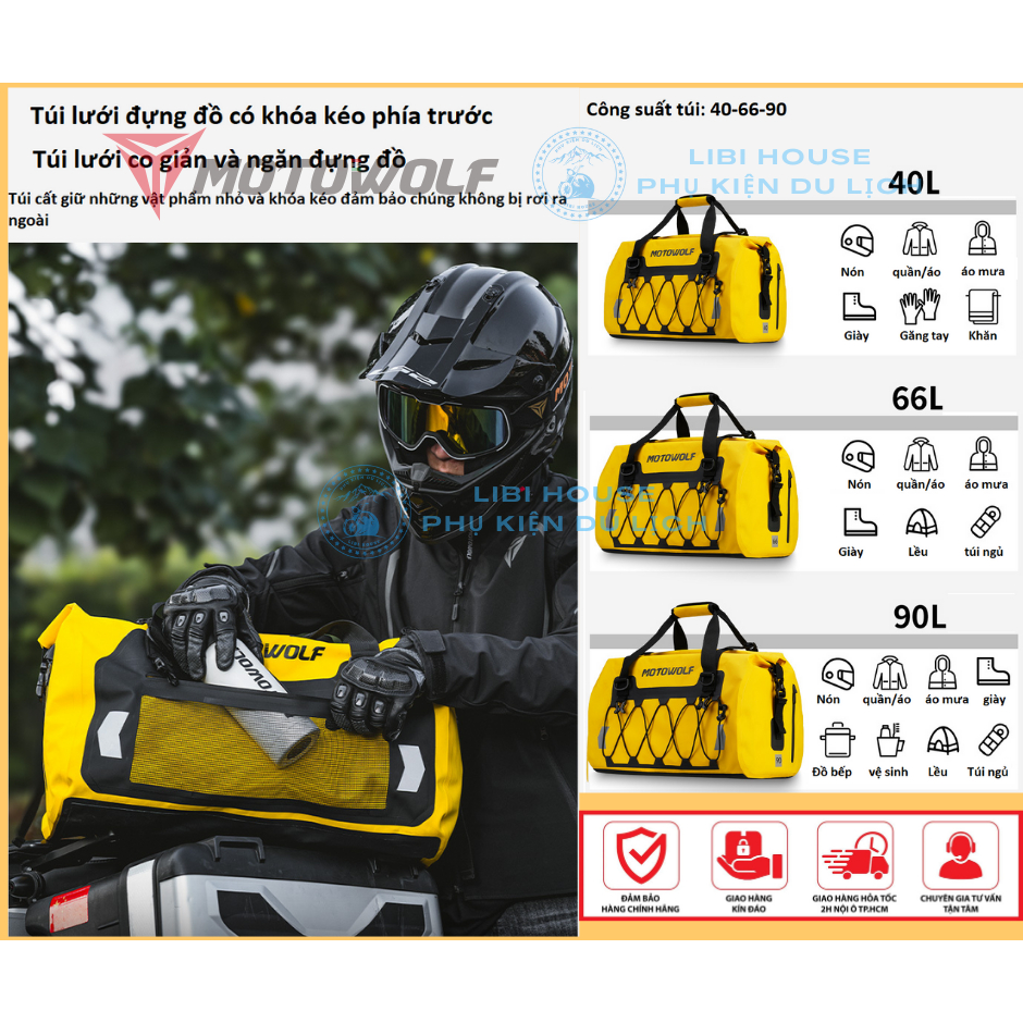Túi Trống Chống Nước Motowolf MB4 Dung Tích 40L, 66L Cao Cấp Phù Hợp Đi Phượt PhuKien Du Lịch ...