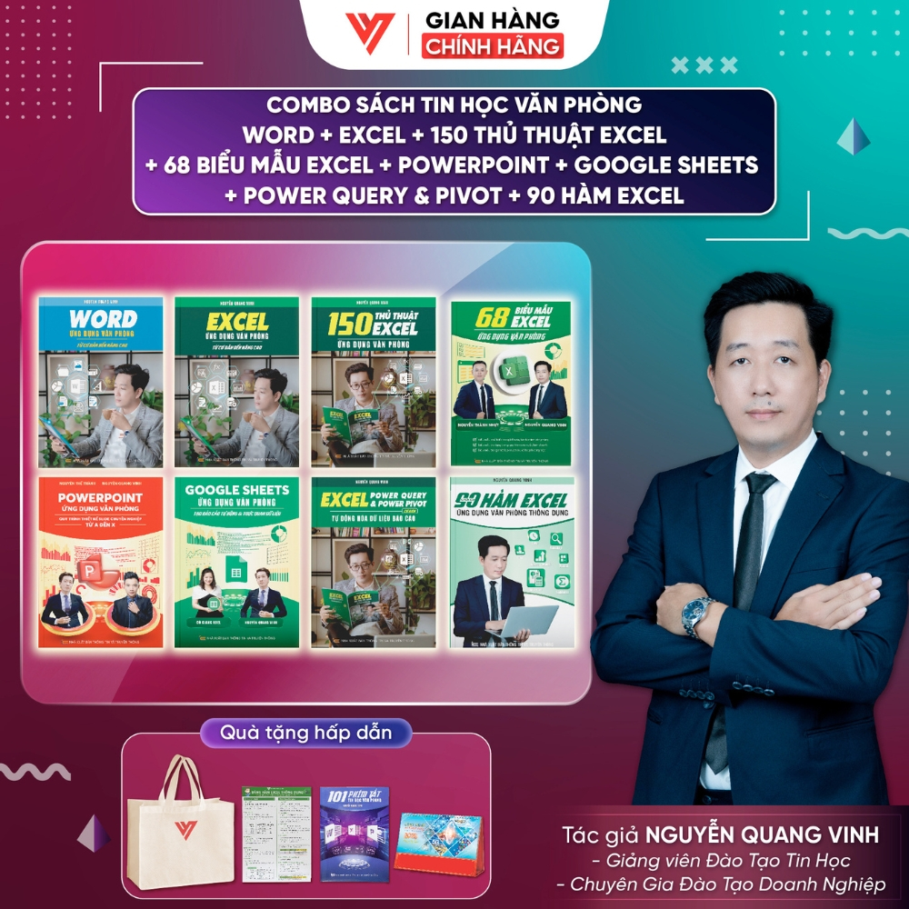 Combo 8 sách Excel - Word - PowerPoint - Google Sheets - 150 Thủ Thuật - Power Query - 90 Hàm ...
