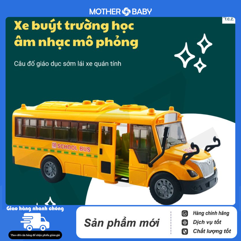 Xe buýt đồ chơi, school bus cho trẻ em, xe đồ chơi mở các cửa có đèn và ...