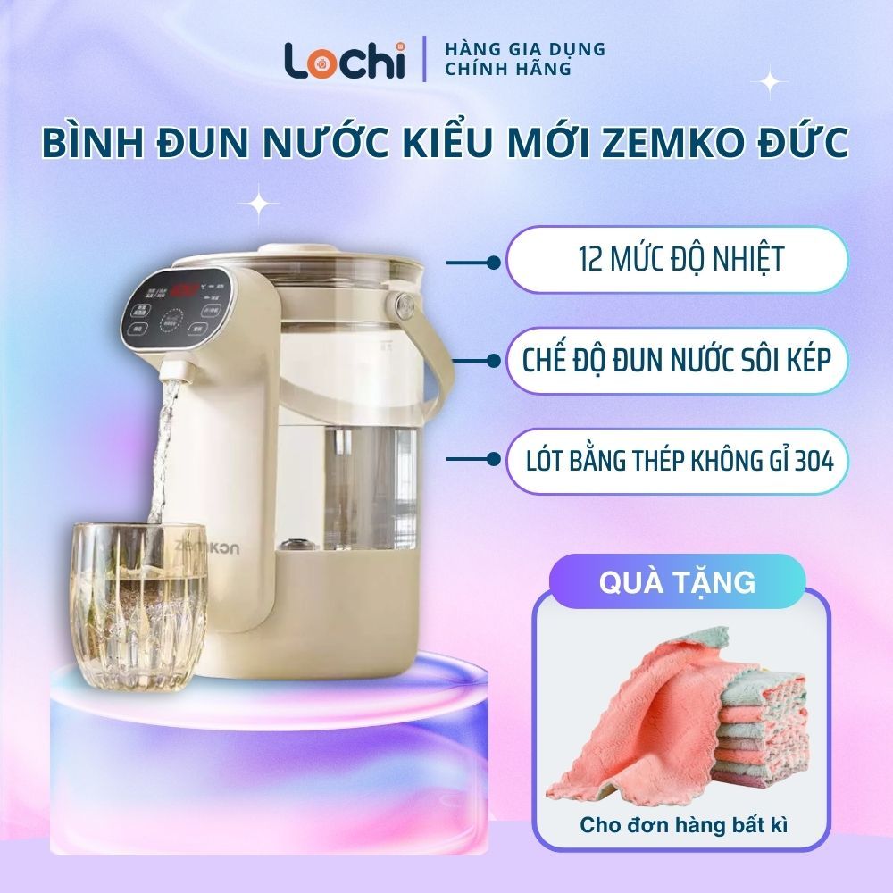 Bình Đun Nước Kiểu Mới Zemko Của Đức, Dung Tích 3L, Chất Liệu cao Cấp ...