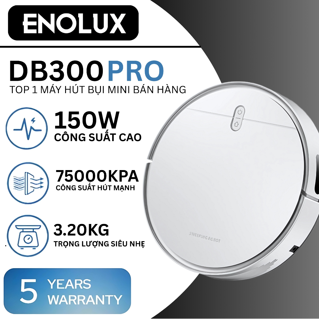 Hệ thống dẫn đường bằng laser Enolux Robot Vacuum DB300 PRO LDS/Tránh ...