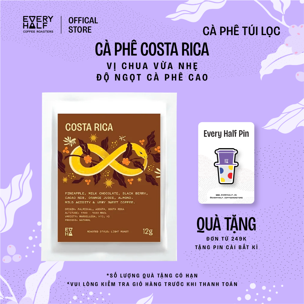 Cà phê Costa Rica phin giấy SPECIALTY DRIP BAG EVERY HALF - Gói lẻ 12g ...