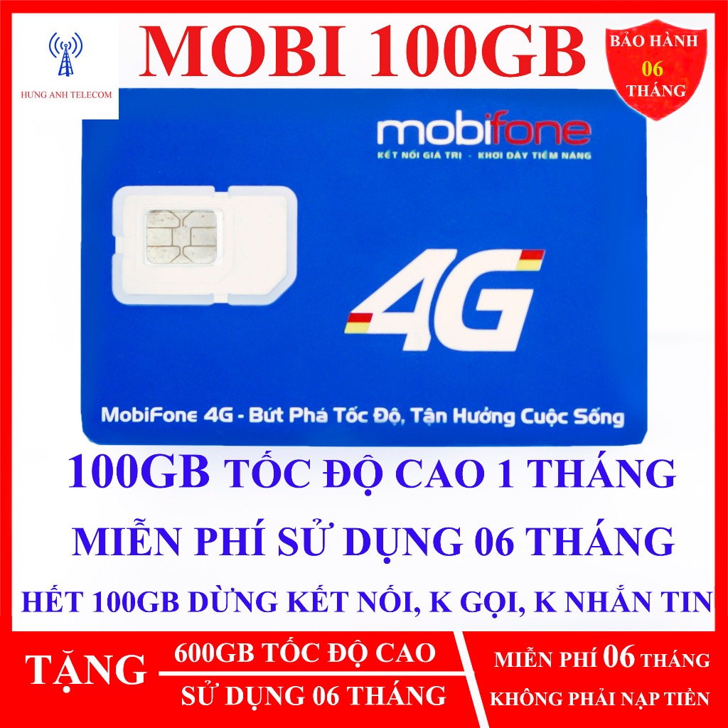 Sim 4G Mobifone MOBI 100GB(có eSIM) SỬ DỤNG 12 THÁNG KHÔNG PHẢI NẠP ...