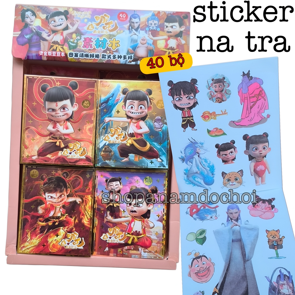 Khay 40 bộ sticker na tra , nhãn dán na tra náo hải , ne zha sticker 40 ...