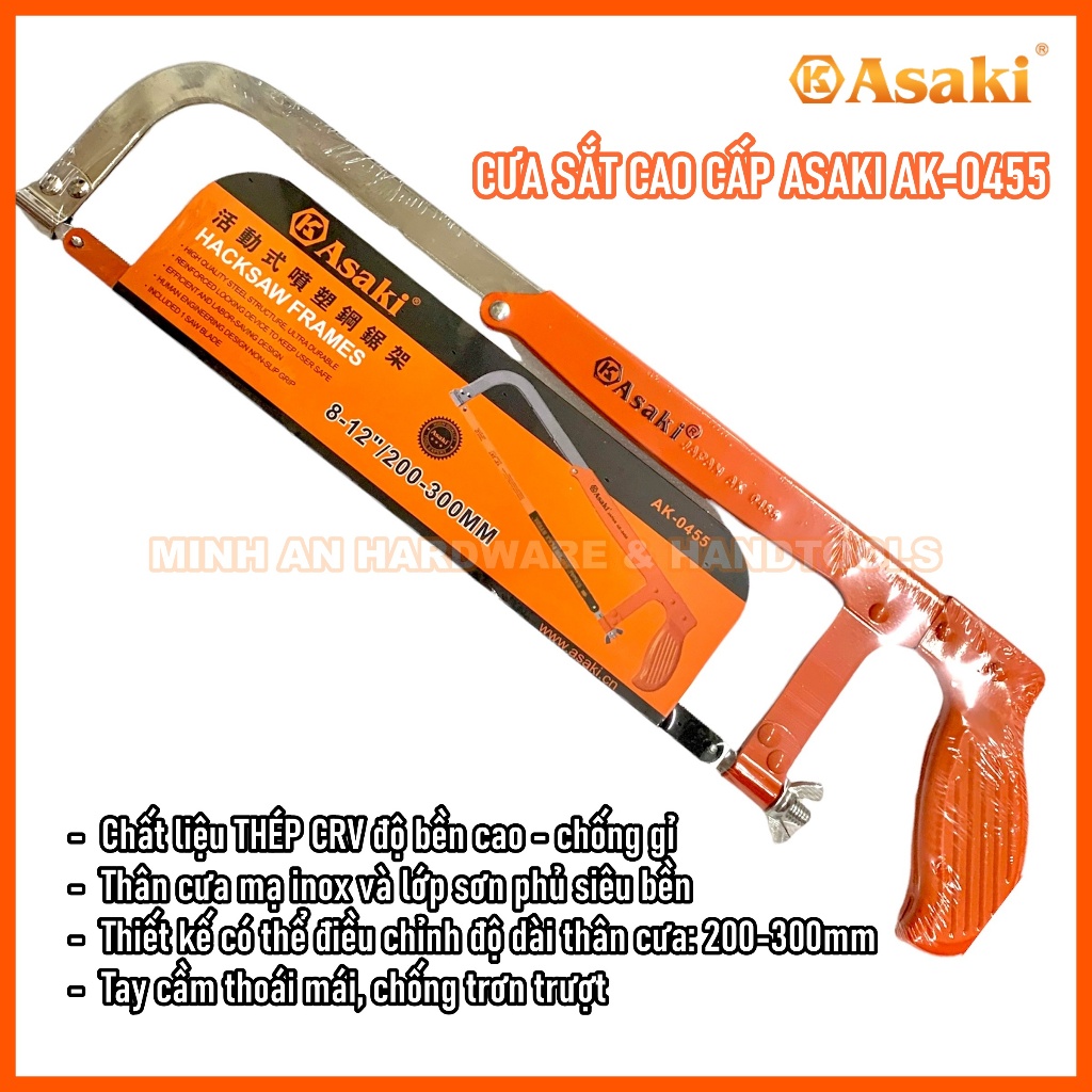 Cưa sắt cầm tay [CHÍNH HÃNG] Asaki AK-0455 300mm, khung cưa thép điều ...
