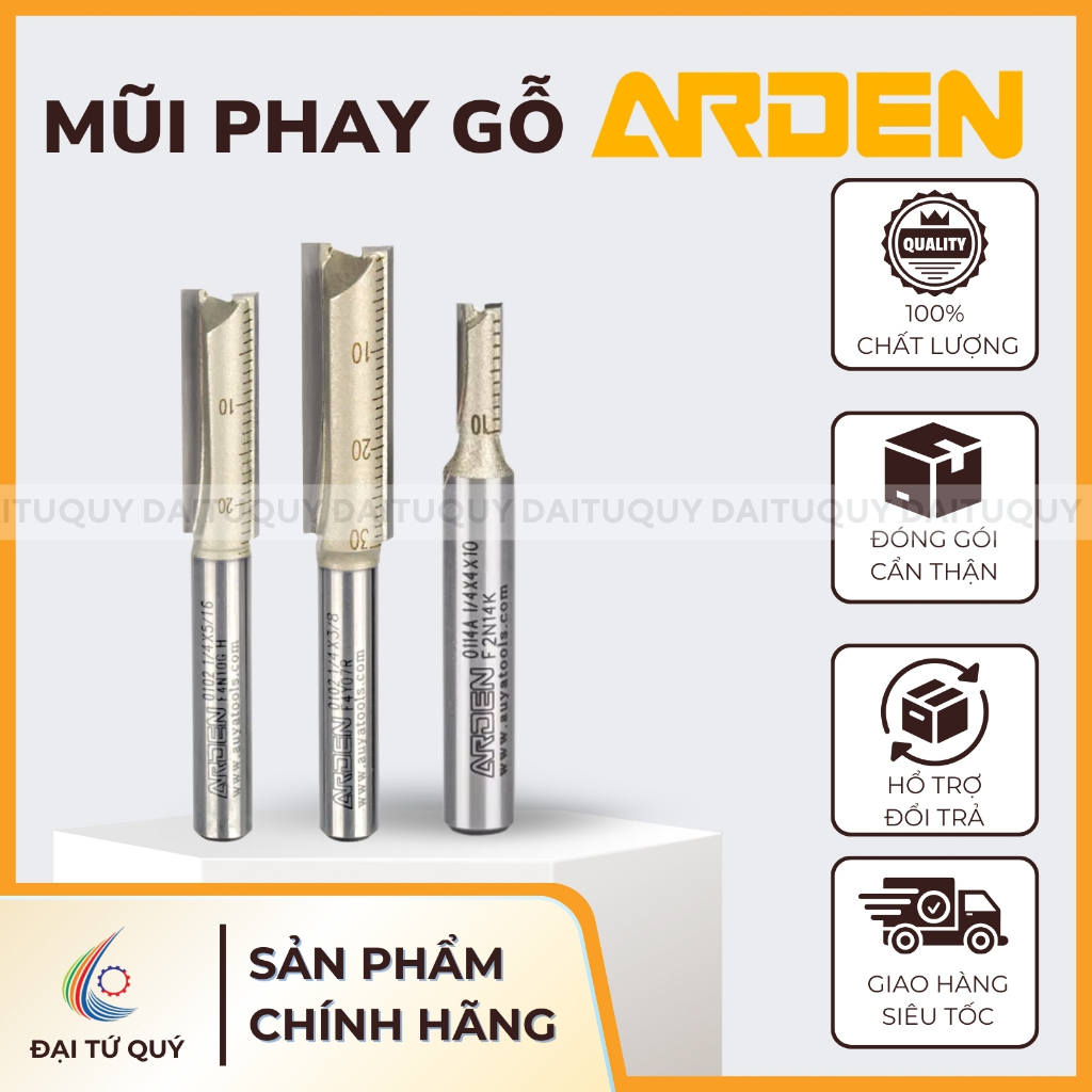 Mũi phay CNC gỗ thẳng ARDEN cốt 6.35 mm, mũi cắt gỗ gắn hợp kim chắc ...