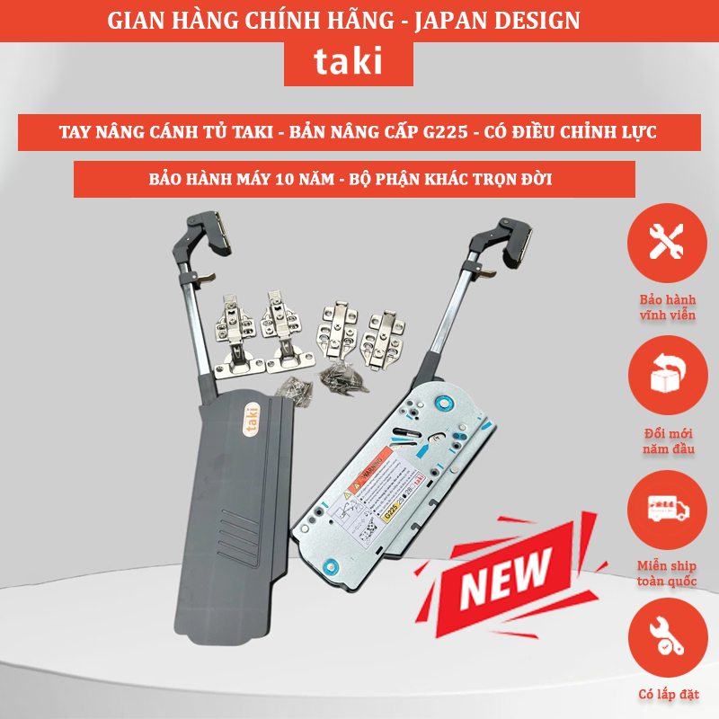 Tay Nâng Hạ Cánh Tủ TAKI G225, Bản Nâng Cấp 2025 Có Chỉnh Lực, Dừng Đa Điểm, - Bảo Hành 10 Năm ...