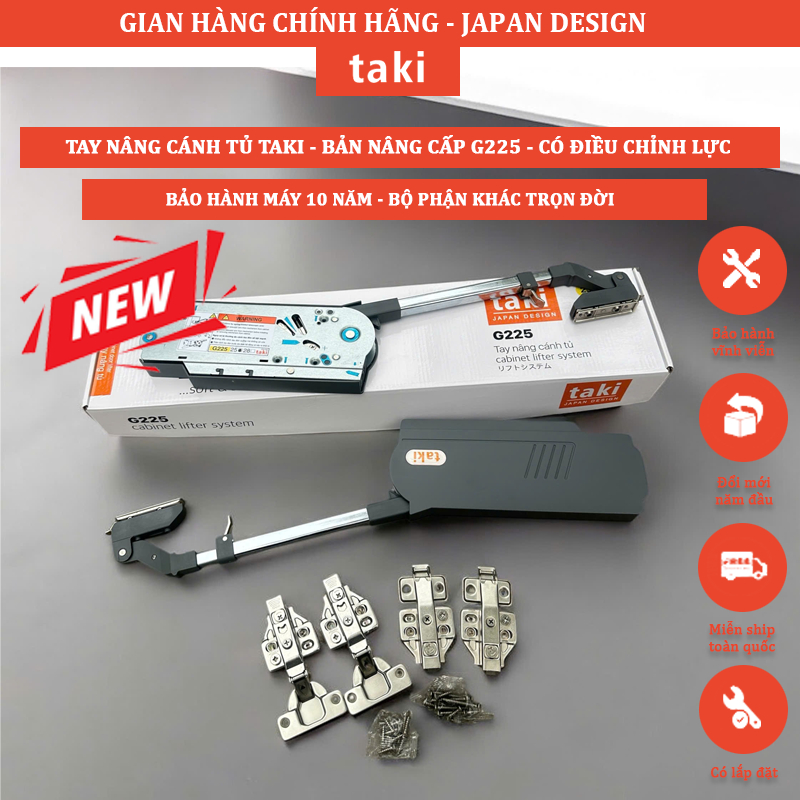 Tay Đẩy Cánh Tủ TAKI G225, Bản Nâng Cấp Có Chỉnh Lực, Dừng Đa Điểm, Tay Đẩy Cánh Tủ, - Bảo Hành ...