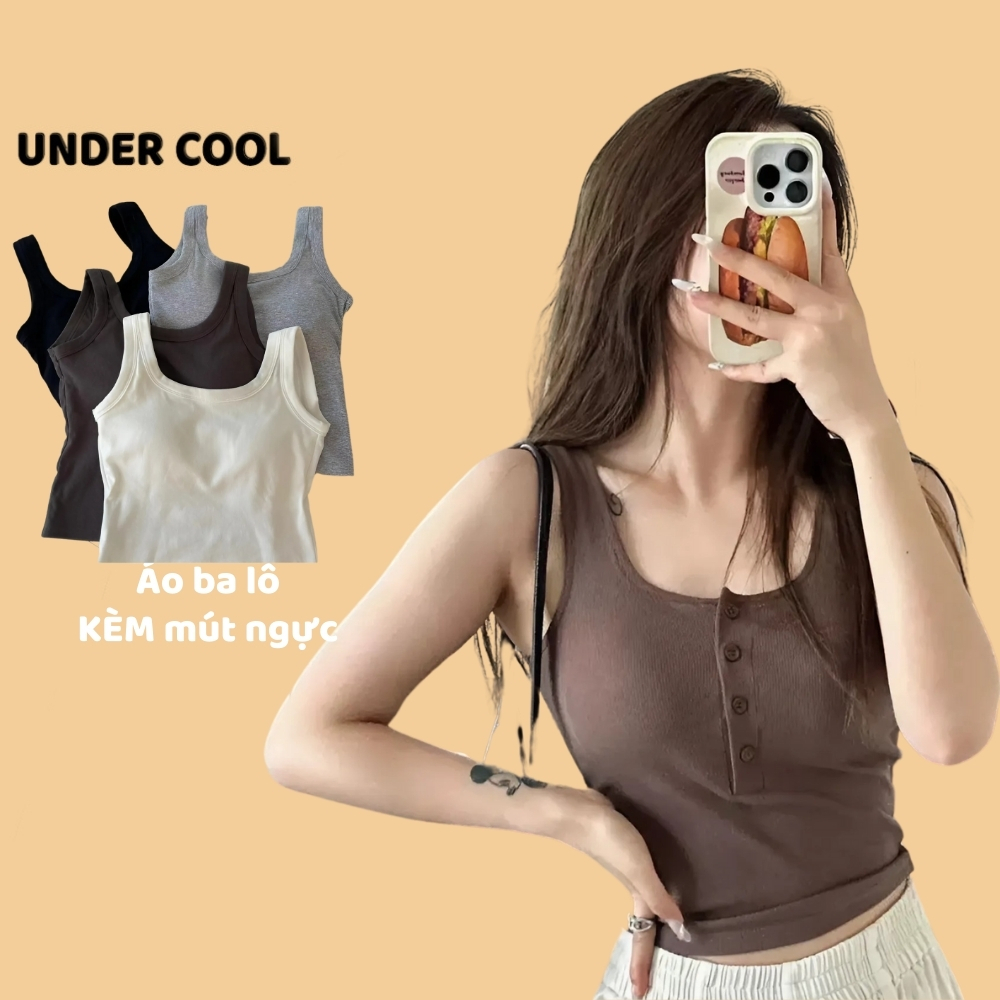 Áo 3 Lỗ UNDERCOOL Nữ Hai Dây Có Mút Ngực Khuy Cài Tiện Lợi Vạt Tròn Cá Tính Chất Tăm Lạnh Siêu ...