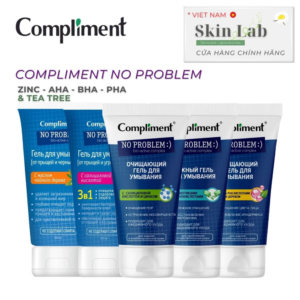 Sữa rửa mặt Compliment No Problem BHA & Tea Tree làm sạch sâu, giảm dầu ...