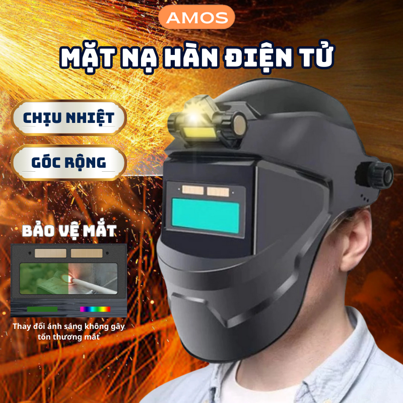 Mặt nạ hàn điện AMOS kính xanh cảm biến cao bảo vệ mắt, Mo hàn điện tử ...