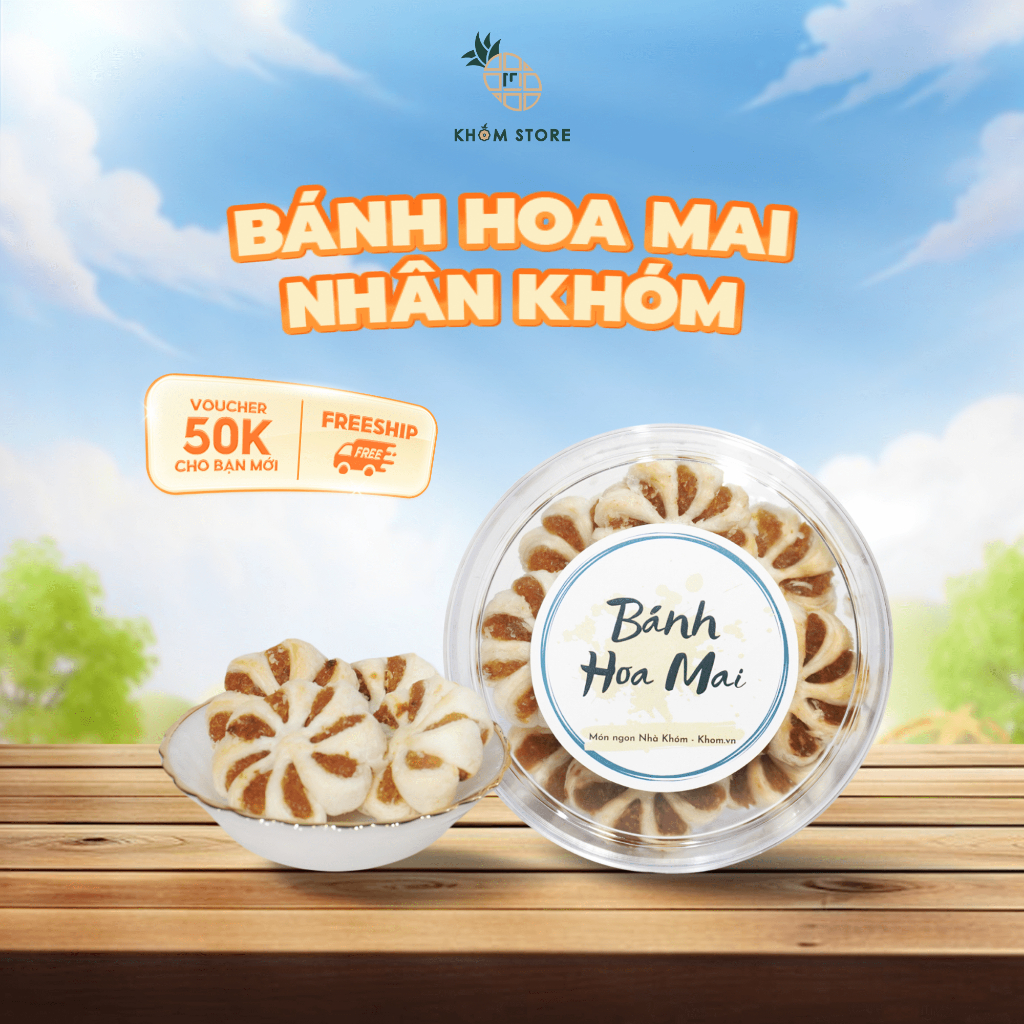 Bánh hoa mai nhân khóm organic Khóm Store hộp 375g x Đặc sản Kiên Giang x Bánh pía | Shopee Việt Nam