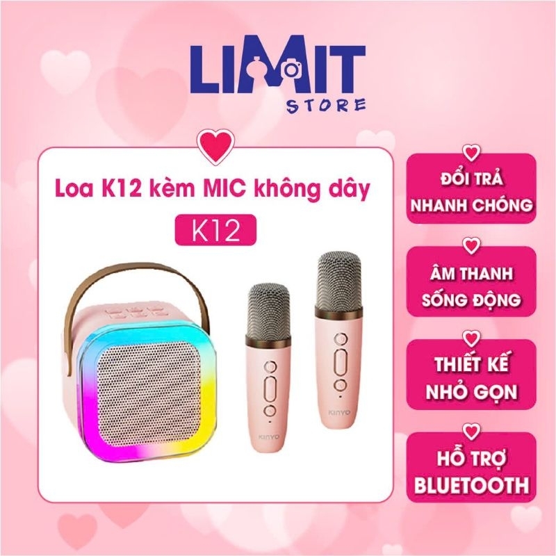 Loa Bluetooth Karaoke Mini K12 Kèm 2 Mic | Shopee Việt Nam