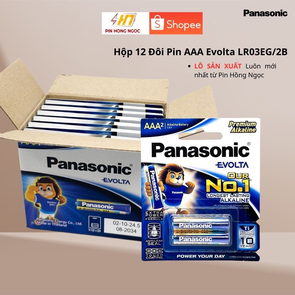 Hộp 12 Đôi Pin AAA 1,5V Panasonic Evolta LR03EG/2B | Shopee Việt Nam