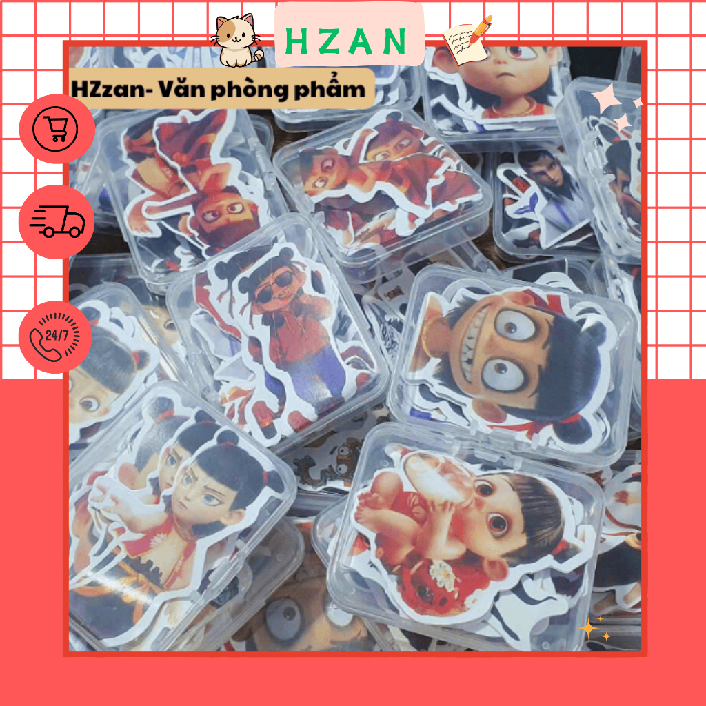 1 Hộp nhựa 12 Miếng Sticker Natra/ Sticker Na tra Mix Siêu Cute, Hoạ ...