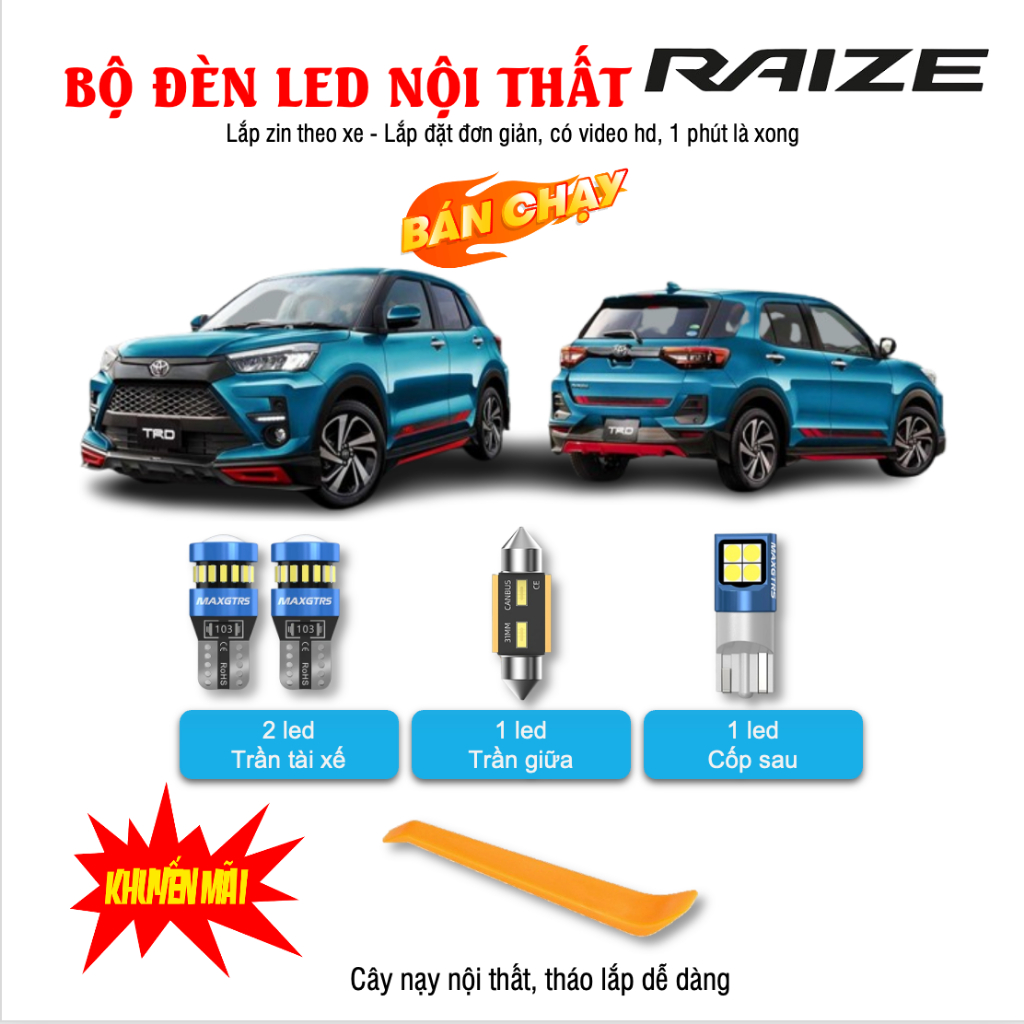 Bộ đèn led nội thất Toyota Raize, đèn led trần Toyota Raize | Shopee Việt Nam