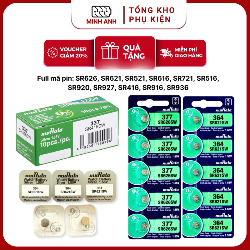 Viên pin đồng hồ muRata 621/626/920/416/516/512/712/721/916/716/936 ...