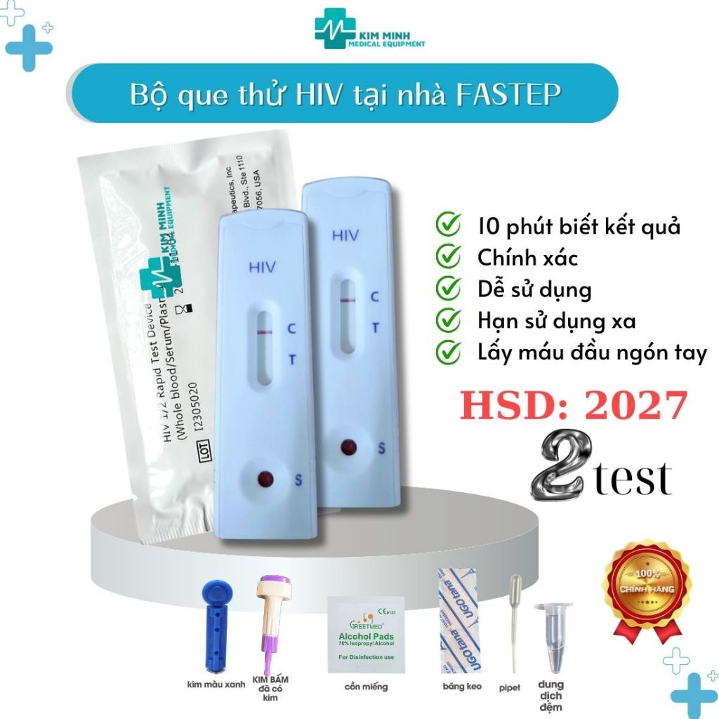 Combo 2 Bộ que thử HIV Fastep của Mỹ date xa, đầy đủ dụng cụ | Shopee ...