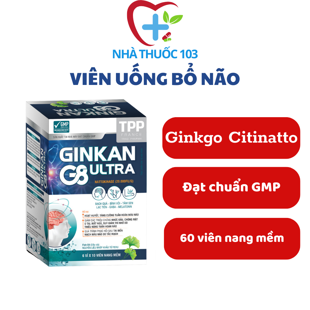 Viên nang GINKAN G8 ULTRA TPP - Hỗ trợ người thiểu năng tuần hoàn não ...