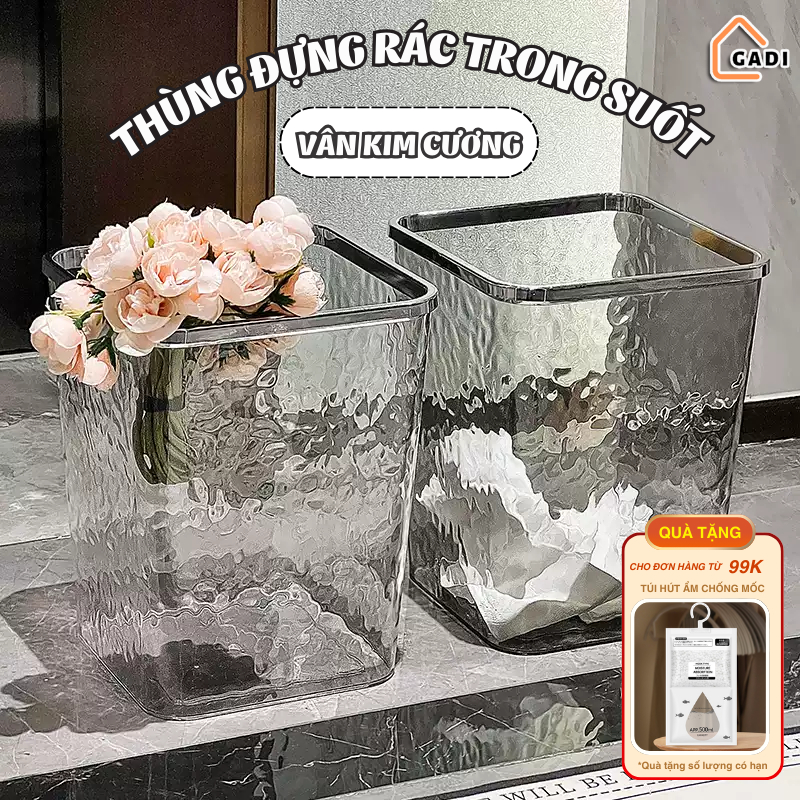 THÙNG ĐỰNG RÁC TRONG SUỐT VÂN KIM CƯƠNG, THÙNG RÁC DECOR,XÔ ĐA NĂNG ...