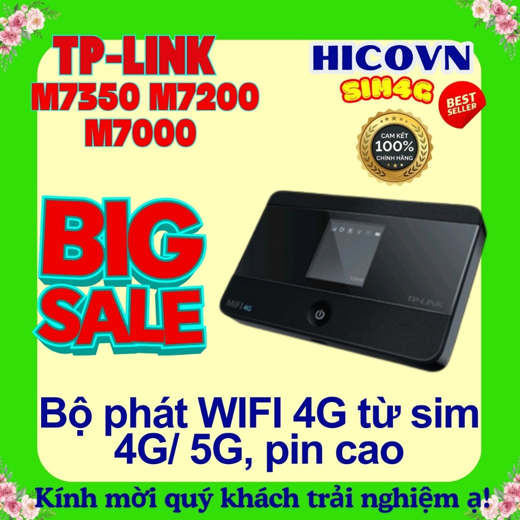 [HICO] Bộ phát wifi 4G Tp-Link M7350 M7200 M7000 Hàng Chính Hãng, Thiết Kế Nhỏ Gọn, HIệu Suất ...