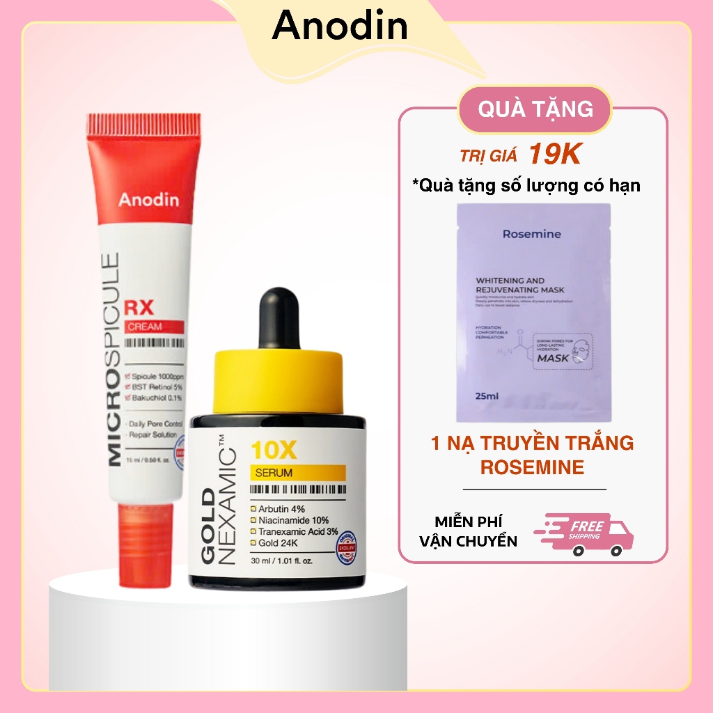 Combo Serum Gold Nexamic 10x + Kem Vi Gai Retinol RX Micro Spicule ...