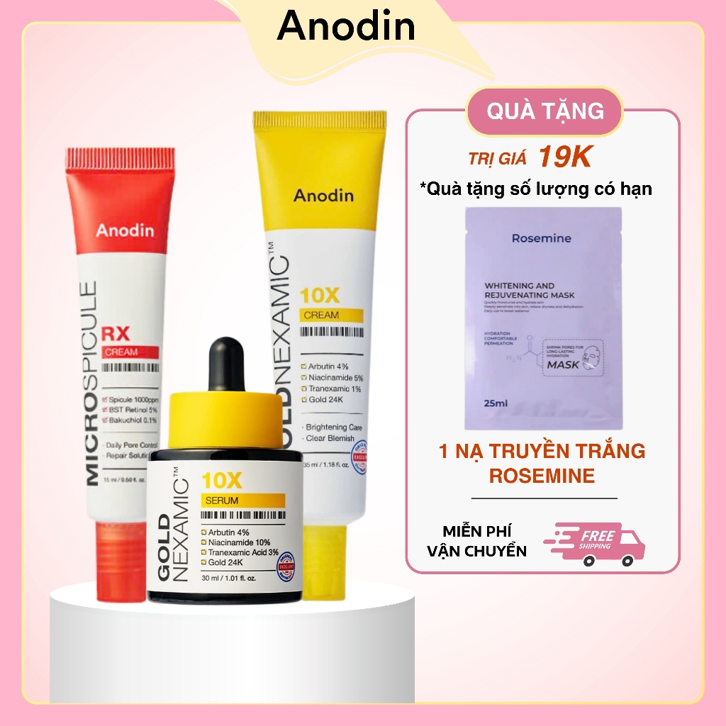 Bộ sản phẩm kem dưỡng Gold nexamic 10X ,Serum Gold nexamic 10X ,Retinol ...