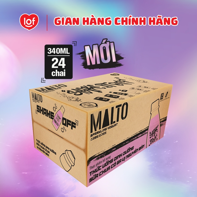 Sparkling Yogurt MALTO Shake It Off sữa chua có ga vị nguyên bản chai 340ml x thùng 4 lốc_24 ...