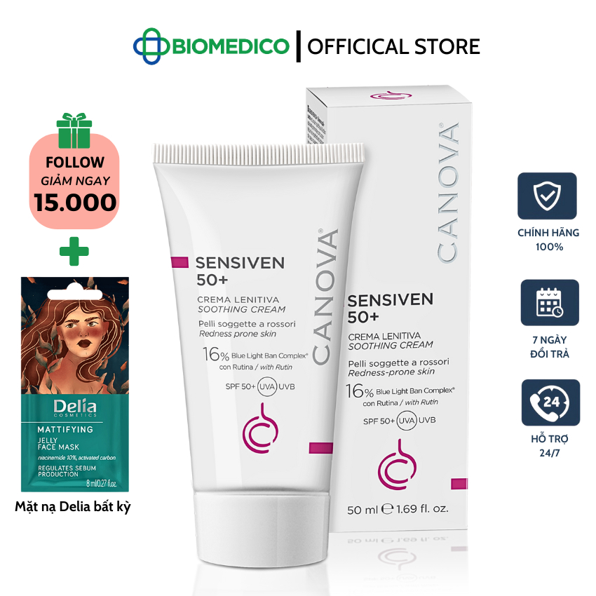 Kem chống nắng làm dịu da, dưỡng ẩm CANOVA SENSIVEN 50+ - SOOTHING ...