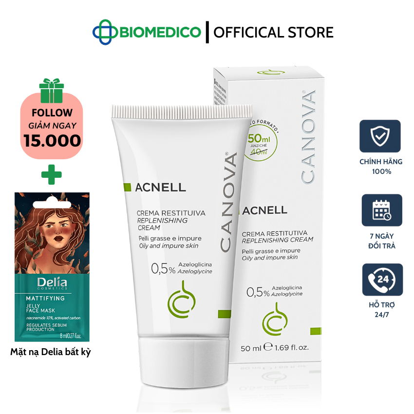 Kem kiềm dầu ngừa mụn CANOVA ACNELL - REPLENISHING CREAM dành cho da ...