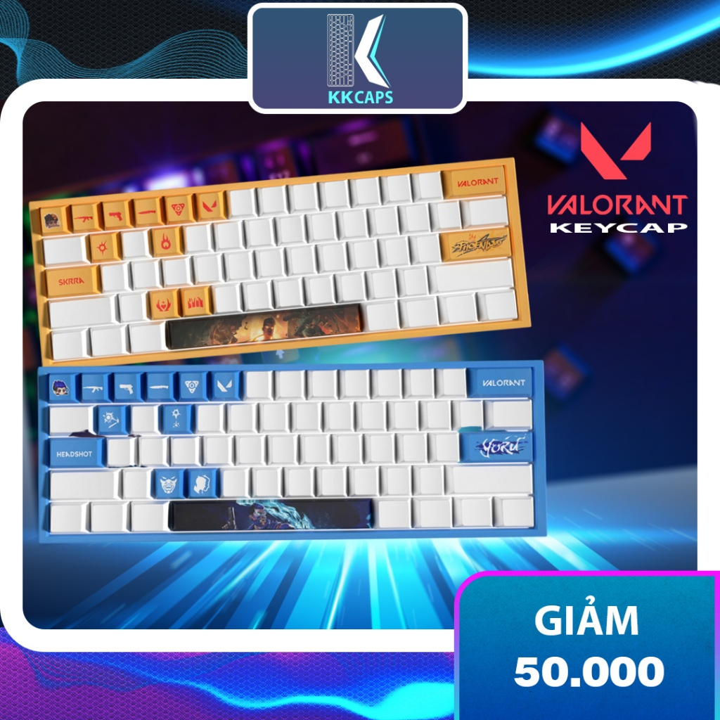 Valorant Keycaps OEM Profile 14 nút PBT [GEKKO, YORU, BREACH, PHOENIX ...