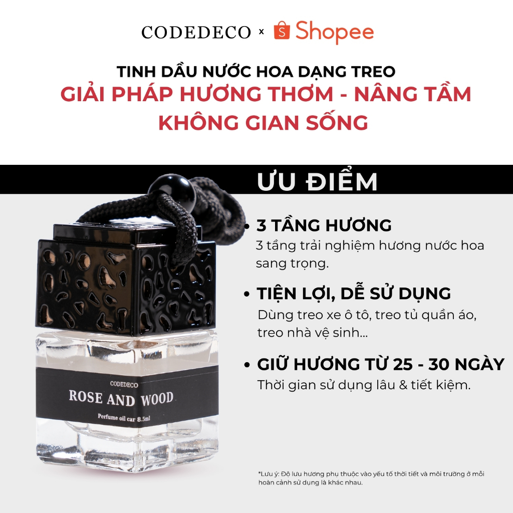 Tinh dầu nước hoa dạng treo CODEDECO 8ml 3 tầng hương treo xe tô tô, nhà vệ sinh, phòng ngủ, tủ ...