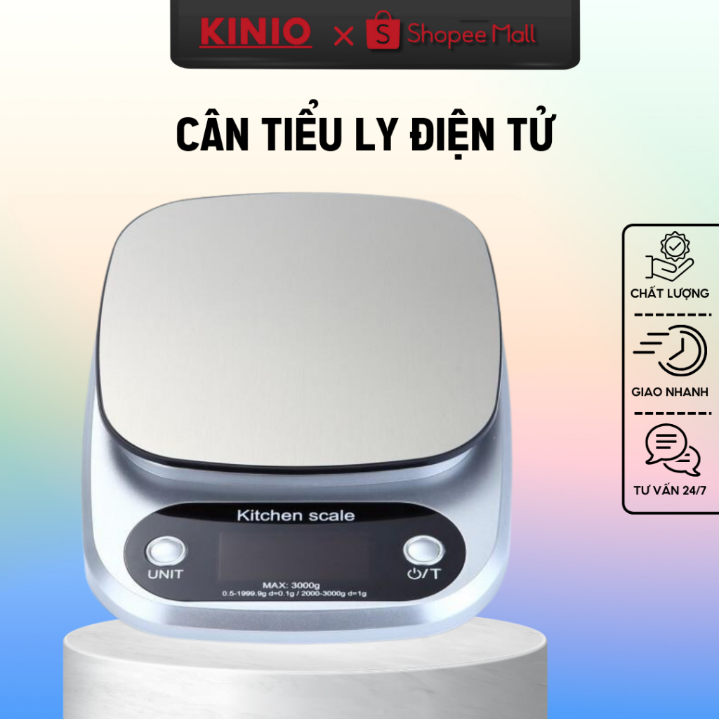 Cân Tiểu ly nhà bếp KINIO, Định Lượng 0g - 10kg Tặng kèm 2 viên pin ...