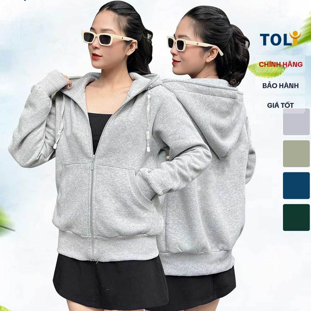 Áo khoác Nỉ Hoodie TOLI 4 màu trơn dễ mặc, Form rộng Nam Nữ KIM50 ...