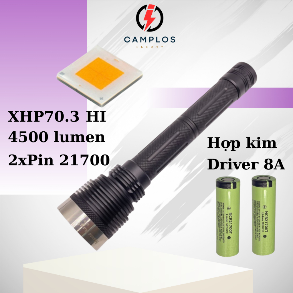 Đèn pin siêu sáng 4500 lumen Mantaray M50 đèn bin cầm tay led XHP70.3 ...