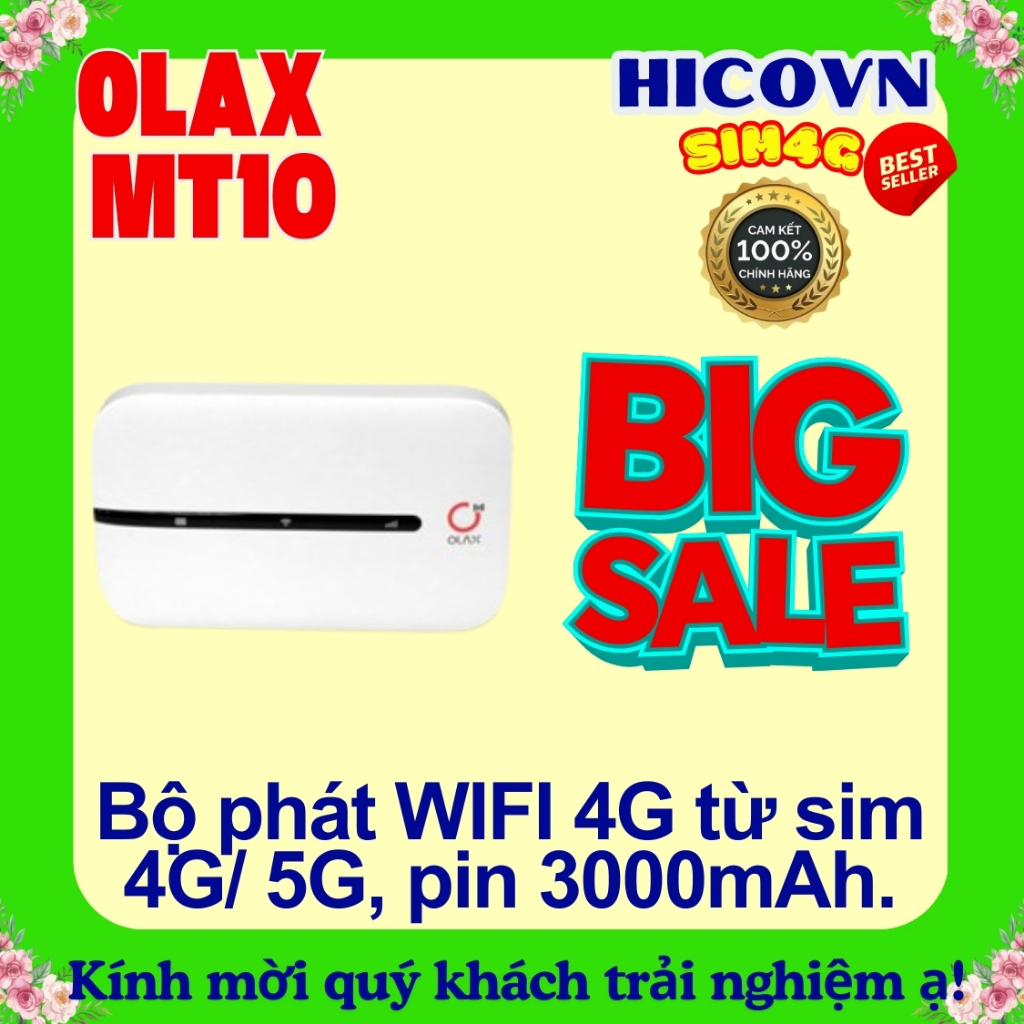 Bộ Phát Wifi Cầm Tay HICO Olax MT10 Tốc Độ 4G 150Mb, Pin 3000mAh- Kết nối 10 wifi đồng thời ...