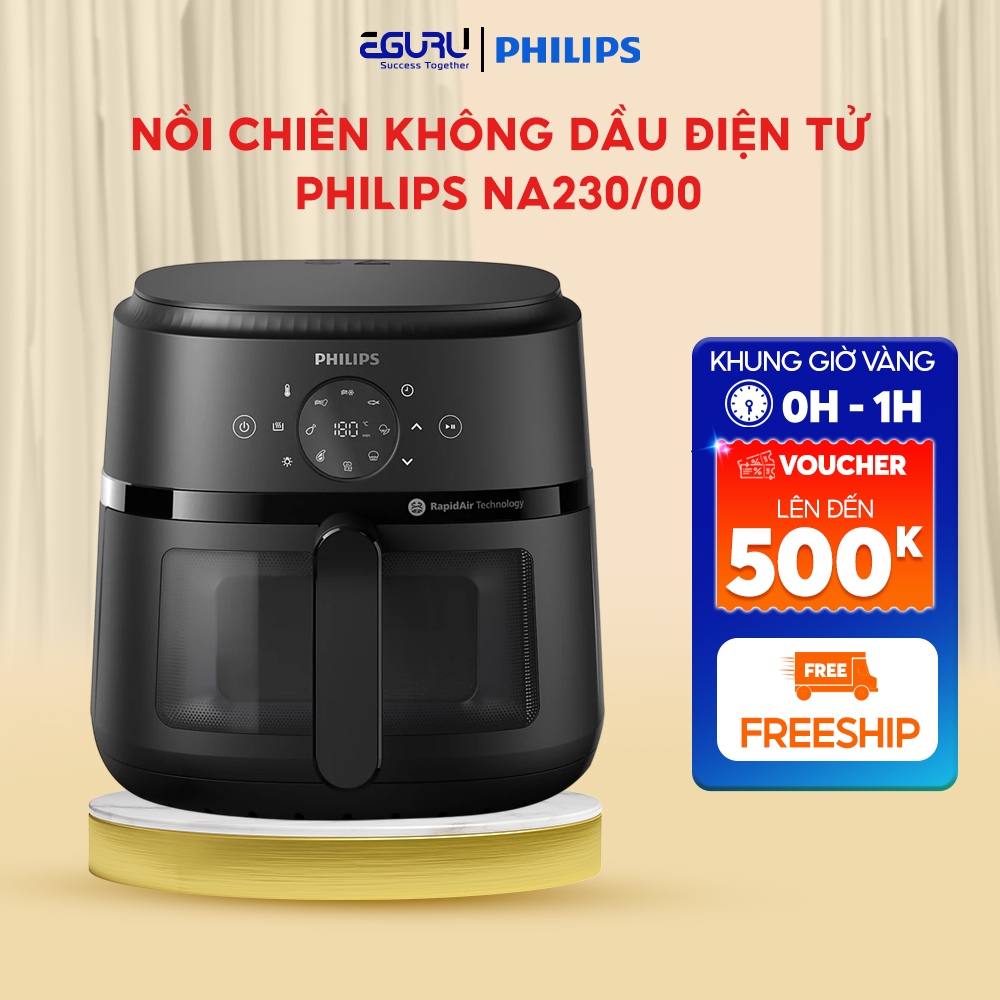 Nồi Chiên Không Dầu Điện Tử Philips NA230/00 6.2L | 1700W | Cửa Sổ Kính ...